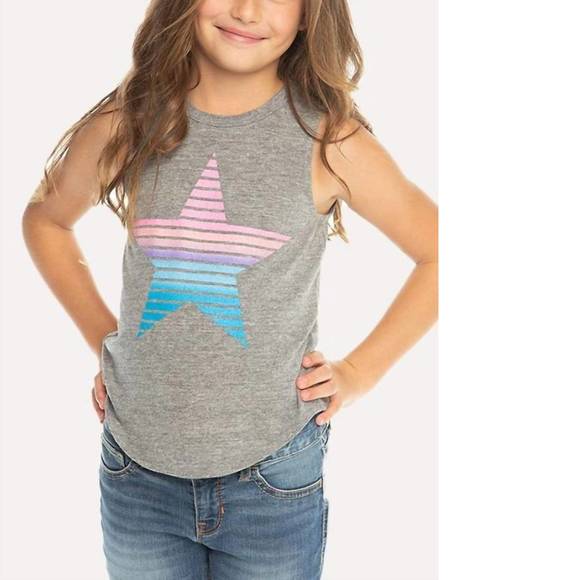 Chaser | Shirts & Tops | New Chaser Girls Striped Star Muscle Tank Top ...